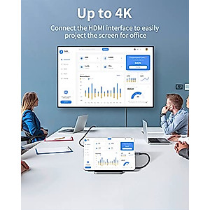 BYEASY USB C Hub Stand Holder, 7 in 1 Docking Station Adapter with 4K HDMI, 60W PD Charging, TF/SD Card Reader, USB 3.0 and 3.5mm Audio Jack for iPad Pro 2018 2020 2021, iPad Air 4th