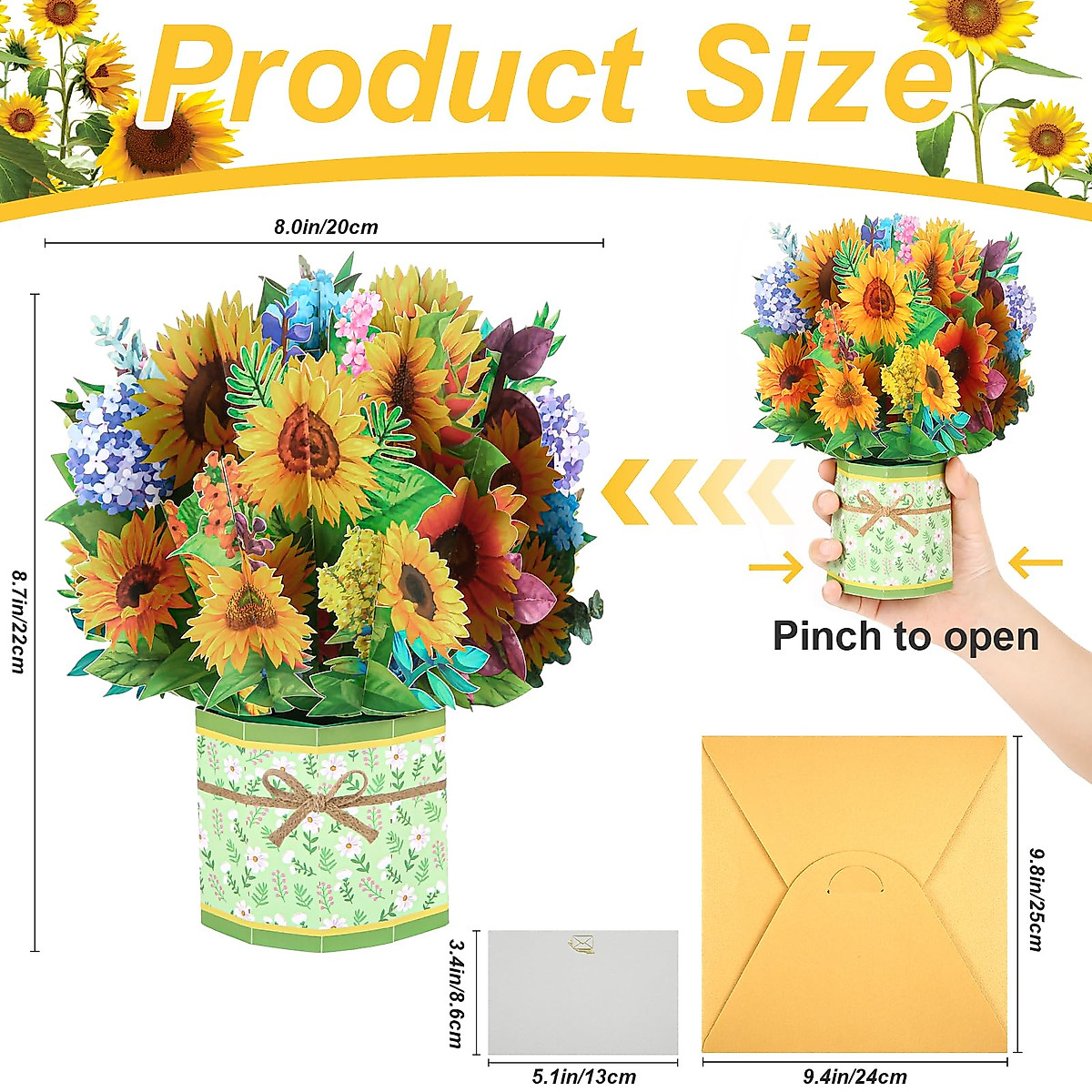 VZZNN 3 Pack Paper Flower Pop Up Cards,Forever Bouquet 3D Popup Paper Greeting Cards with Note Cards and Envelopes for all occasion,Mother's Day Gift,Anniversary,Birthday,Valentine,Christmas