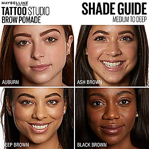 Maybelline TattooStudio Brow Pomade Long Lasting, Buildable, Eyebrow Makeup, Ash Brown, 1 Count