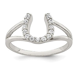 IceCarats 925 Sterling Silver Cubic Zirconia CZ Lucky Horseshoe Ring Animal Lover Equestrian Band Size 7