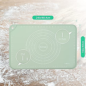 EuChoiz Silicone Pastry Mat 24"*16" Extra Thick Non Stick Baking Mat Food Grade Silicone Dough Rolling Bake Mat with Edge Heightening