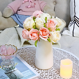 CEWOR 24 Heads Artificial Rose Flowers Bouquet Silk Flower Roses with Stems Home Bridal Wedding Party Festival Decor (2 Packs Champagne and Pink)