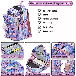Makukke Backpack for Girls Boy, 15.6 Inch Laptop School Bag Elementary College Bookbag Anti Theft Daypack for Women Students (Grey)