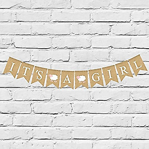 Lamb Baby Shower Decorations, It's A Girl Burlap Banner,Baby Sheep Themed Baby Shower Party, Little Lamb Décor Party Supplies