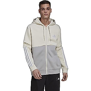 adidas Men's Essentials Colorblock Full Zip Hoodie, Alumina/Solid Grey, Small