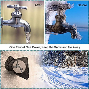 Outdoor Faucet Cover for Winter - Pro 7.1"W x 10.6"H Outdoor Water Faucet Cover Socks for Winter Freeze Protection Pipe Insulation Reusable Waterproof Insulated Spigot backflow Cover,Black