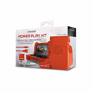 dreamGEAR DG3DSXL-2275 Power Play Kit Accessories: Compatible with Nintendo NEW 3DS XL, 3-In-1 Bundle, Soft Comfort Grip Case, Charging Cable, AC Adapter, Red