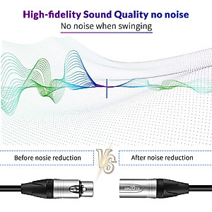 Augioth XLR Cable 100 ft, Microphone Cable, XLR Male to Female Balanced Microphone Cord 3 pin, Mic Cord, XLR Male to Female
