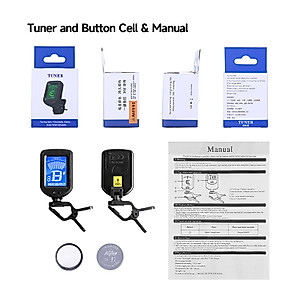 Rosen N10 Acoustic Guitar for Beginner Adults Full Size Dreadnought Solid Spruce Top Acustica Guitarra Bundle Kit with Gig Bag Tuner Strap Strings Capo Picks Cleaning Cloth, Black