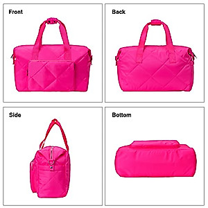 Tinzonc Sports Tote Gym Bag for Women, Travel Duffel Bag, Shoulder Weekender Overnight Bag for Women Girls Travel, Gym, Yoga, School (Rose Pink)