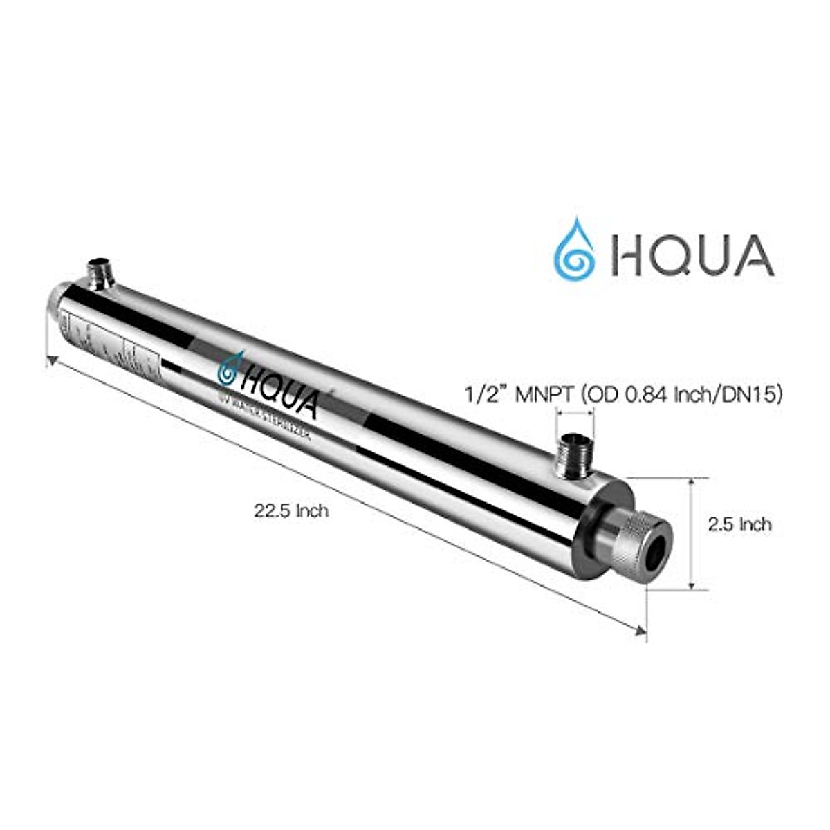 HQUA-OWS-6 Ultraviolet Water Purifier Sterilizer Filter for Kitchen Water Purification,6GPM 110V 25W Model HQUA-UV-6GPM + 1 Extra UV Tube
