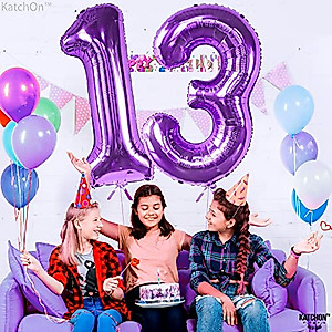 KatchOn, Giant 13 Balloon Numbers - 40 Inch | Purple 13 Birthday Decorations for Girls | 13 Balloon Numbers, 13th Birthday Decorations for Girls | 13 Balloons for Girls, Teenager Birthday Decorations