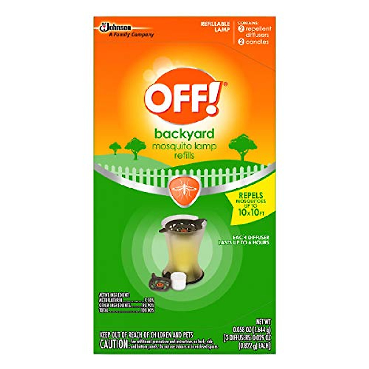 OFF! Backyard Mosquito Repellent Lamp Refills, Contains two Candle Diffuser Refills, (Pack of 2)