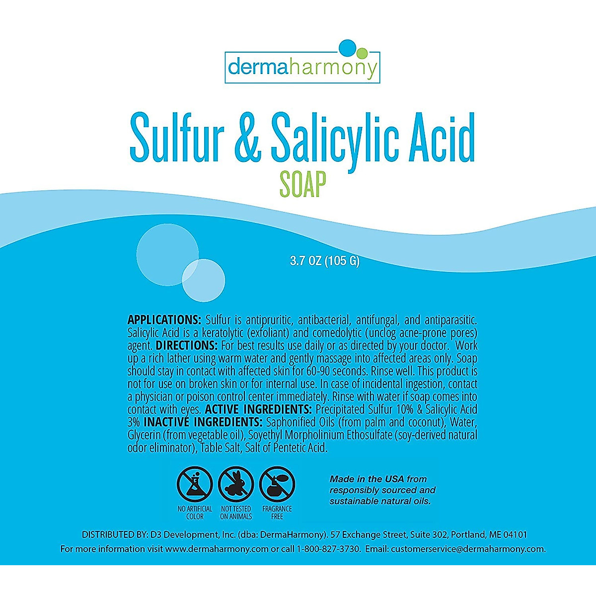 DermaHarmony 10% Sulfur and 3% Salicylic Acid Bar Soap 3.7 oz (2 Bars)