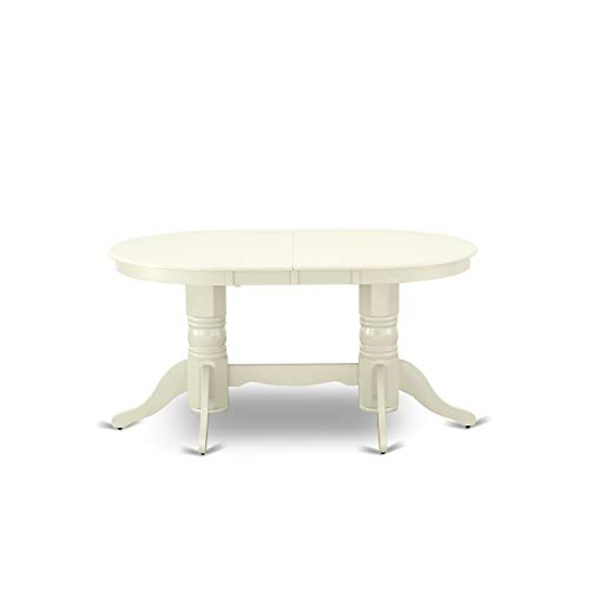 East West Furniture VADO7-LWH-W 7Pc Dinette Set Includes a 59/76.4 Inch Oval Dining Table with Butterfly Leaf and 6 Wood Seat Kitchen Chairs, Linen White Finish