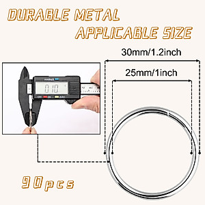 90Pcs 6 Sizes Silver Metal O Rings Multi-Purpose Heavy Duty Round Ring for Hardware Bags Belts Dog Leashes Hanging Basket DIY Craft Supplies, 15mm, 20mm, 25mm, 32mm, 38mm, 50mm