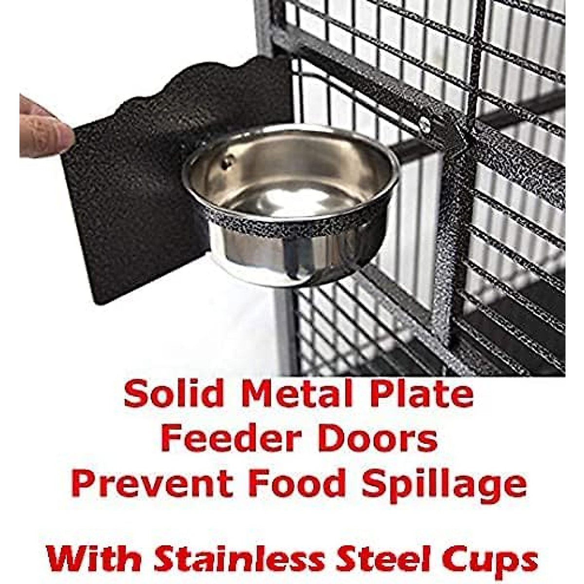 Extra Large Wrought Iron Open/Close Play Dome Top Parrot Bird Cage for Large Macaws Cockatoos African Grey Amazon (Black Vein, 35.25" W x 29.5" D x 62" H)