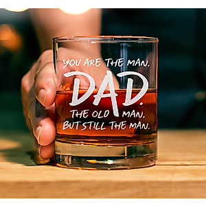 CARVELITA Dad, The Man, The Old Man Funny 11oz Whiskey Glass, Best Father's Day Gifts For Dad, Unique Gag Gift Idea For Him From Daughter, Son, Wife, Kids, Cool Birthday Present For Men, Guys, Fun