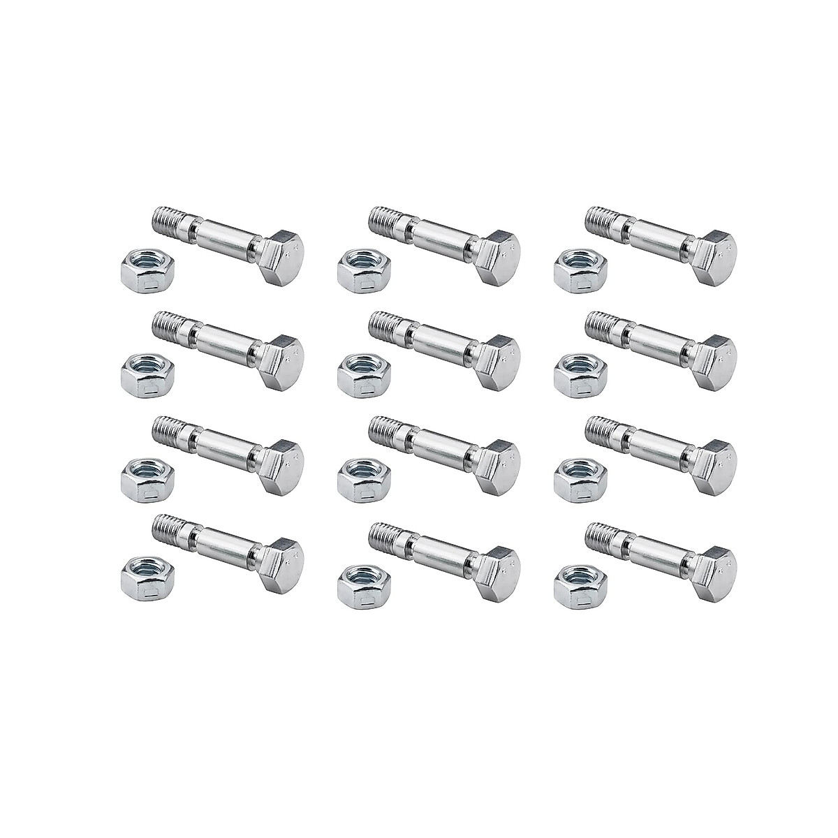 HYYLU (12 Packs) 710-0890 Shear Pins with Nuts for MTD Cub Cadet Troy-Bilt and More Snow Blower - 12 Pcs 710-0890A and 910-0890A Snow Throwers fits Parts (1-1/2" x 5/16")