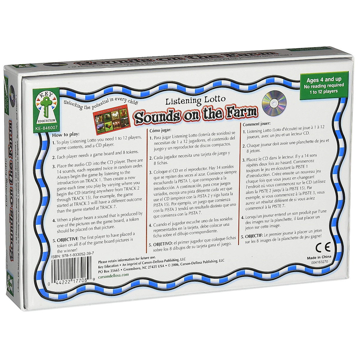 Listening Lotto: Sounds on the Farm Educational Board Game 1.5 inches tall
