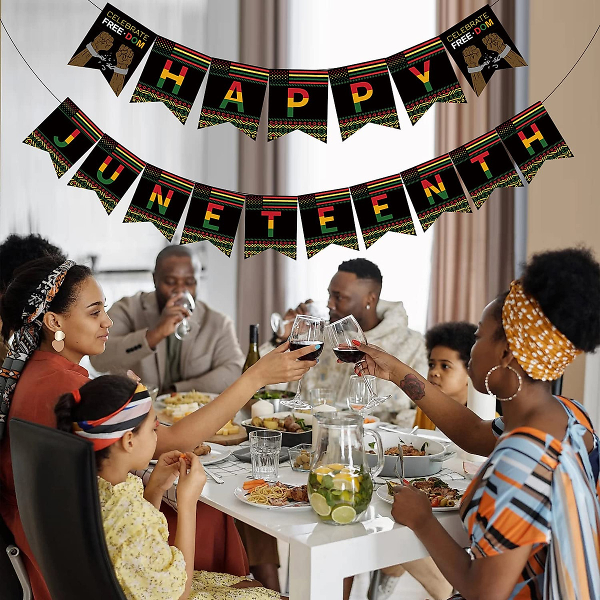 Happy Juneteenth Day Banner Party Decorations - Freedom Day Juneteenth Black Americans Independence 1865 Hanging Banner Decorations Black History Party Decorations