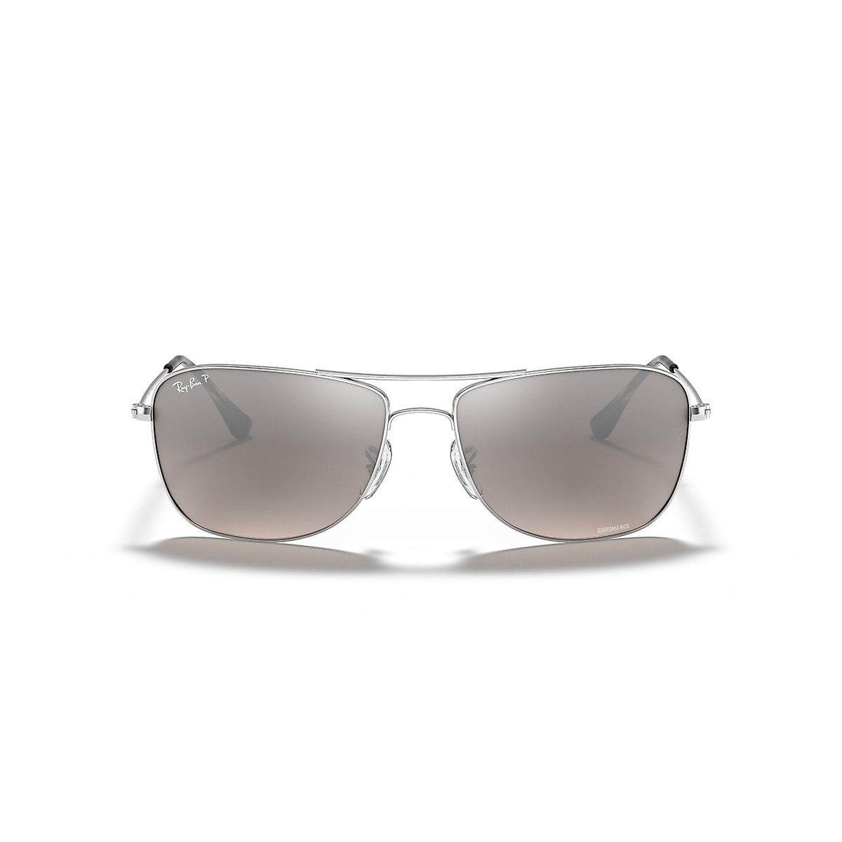 Ray-Ban RB3543 Chromance Aviator Sunglasses, Silver/Polarized Grey Mirrored Silver, 59 mm + 0