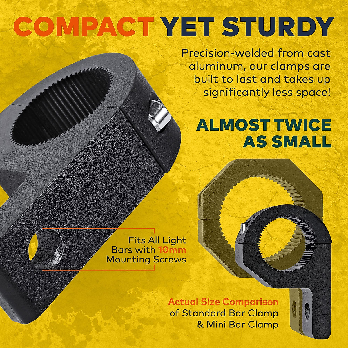 LAMPHUS Off-Road ATV UTV Light Bar Mounts Mounting Bracket Mini Bar Clamp Kits [0.75"/1"/1.25" Inch] [Horizontal Bar] [Aluminum] [2 Unit] Bull Bar UTV Roll Bar Clamp Tube Roll Cage Clamps Mount