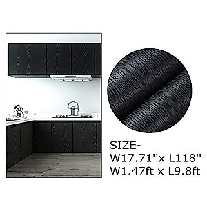 17.7"x118" Black Wallpaper Wood Peel and Stick Wood Contact Paper Black Wallpaper Wood Black Contact Paper Self Adhesive Wallpaper For Wall Countertop Cabinet Shelf Home Decoration Roll Film Roll