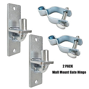 2 Pack 1-3/8 Inch Wall Mount Gate Hinge Metal Hinges Fence Post Chain Link Fence Frame Hinge Outdoor Gate Hardware (Screws Included)