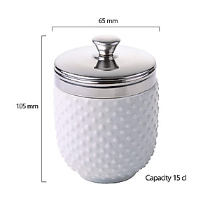 DRH Egg Coddler with White Dots For Easy Cook Meals and Ways To Cook Eggs In Porcelain Dish