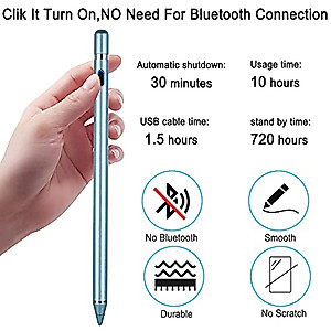Active Stylus Pens for Touch Screens,Stylus Pen Compatible with Apple iPad, Capacitive Pencil for Kid Student Drawing, Writing,High Sensitivity,for Touch Screen Devices Tablet,Smartphone (Blue)