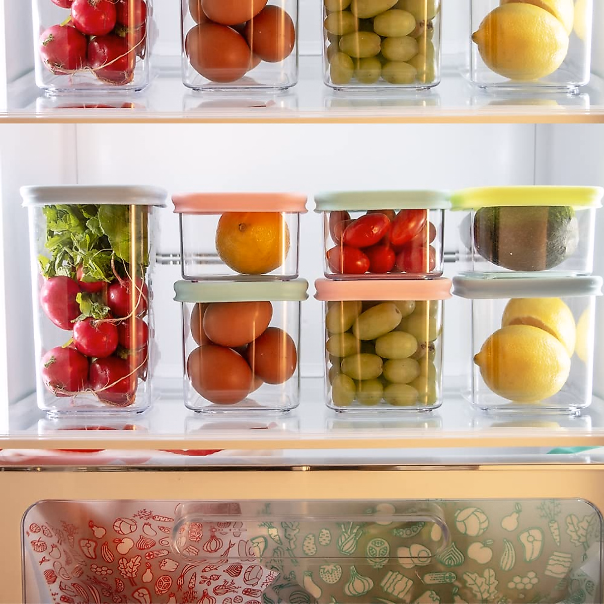 PrepCube Food Storge Continer with Silicon Lid Airtight -4PC Set, BPA-Free, Stackable Freezer Storge, Leftovers Storge, Prep Meal Storge, Kitchen and Pantry Organization Leakproof