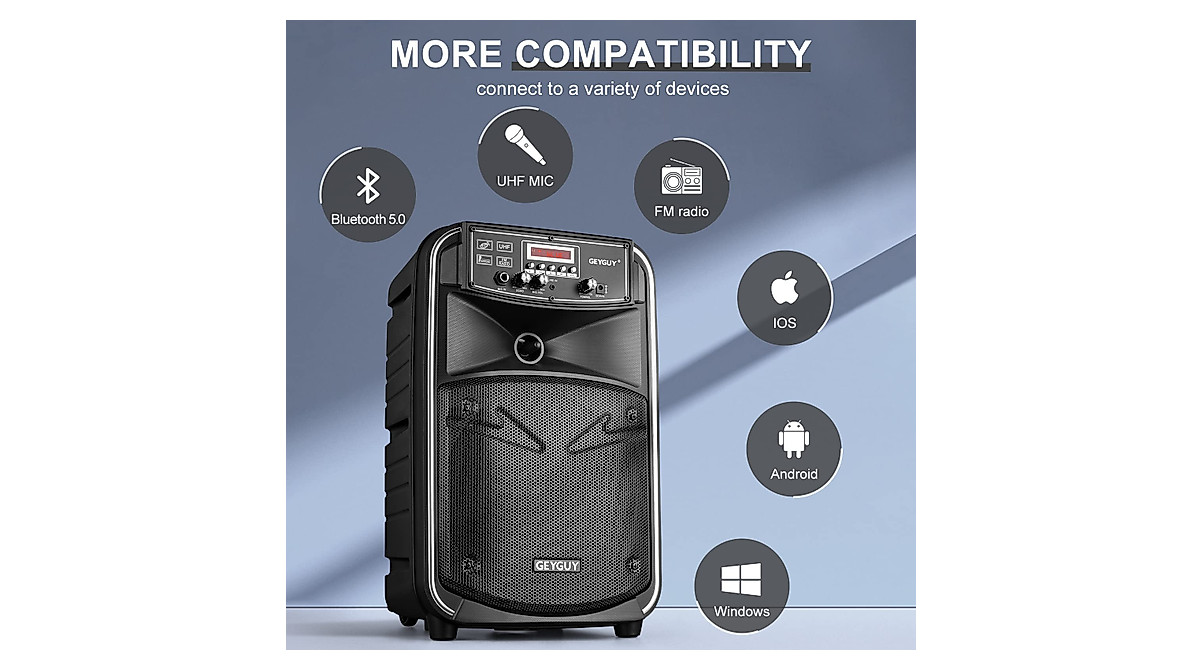 Portable Bluetooth PA System with Wireless Microphone | GTSK8-2