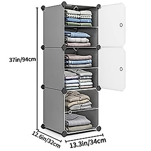 MAGINELS 3-Cube Storage Organizer, Stackable Cubby Shelf, Easy Assemble, Closet Organizers with Doors, Clothing Storage for Bedroom,Livingroom,Black
