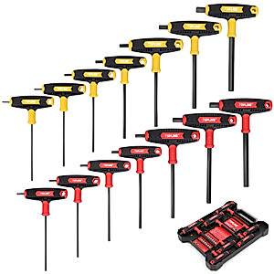 Topline 14-Piece Allen Wrench Set, Metric&SAE T-Handle, Long Arm Hex Key Set with Storage Box, Portable Allen Key Set for Basic Home Repair and Mechanical Maintenance