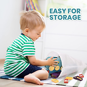 O WOWZON 3 in 1 Automatic Domino Train Toy-140 PCS Building and Stacking Electric Running Toys Light & Sound Trains, Colorful Fun Stickers and Chess Game,Storage Bag,Gift for Boys Girls kids