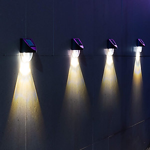 GIGALUMI Solar Fence Lights, 12 Pack Waterproof Solar LED Outdoor Wall Lighting for Deck Steps Patio Walkway Garden(Warm White)