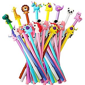 Zonon 64 Pieces Cute Cartoon Gel Ink Pens Cartoon Animal Writing Pens 0.5 mm Assorted Styles Pens Stationery for School Office Home Student Kids Present, 8 Styles
