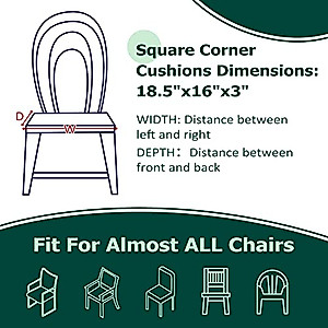 HARBOREST Indoor/Outdoor Chair Cushions Set of 4 Waterproof,Square Corner Outdoor Cushions for Patio Furniture - Patio Chair Cushions with Ties,18.5"x16"x3",Rainbow Stripes