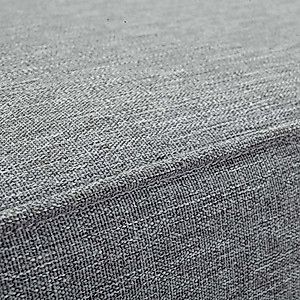 Modway EEI-1152-NAT-GRY-SET Marina Premium Grade A Teak Wood Outdoor Patio Ottoman, Natural Gray