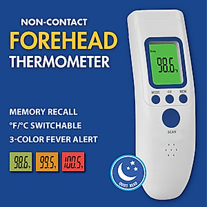 Veridian Healthcare Non-Contact Infrared Thermometer | For Children & Adults | Home Use With 3-Color Fever Alert Display | Instant Accurate Reading | Body, Object, Room, Fahrenheit/Celsius Measurement