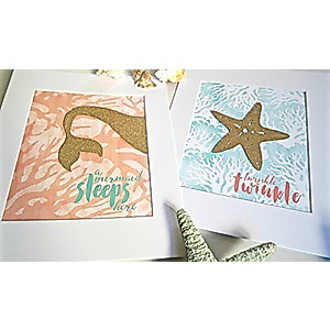 Teal, Coral and Gold Starfish Nursery Art, Starfish Decor - Twinkle Twinkle