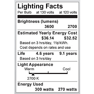 Satco S4960 130-Volt 300-Watt PS25 Medium Base Light Bulb, Frosted