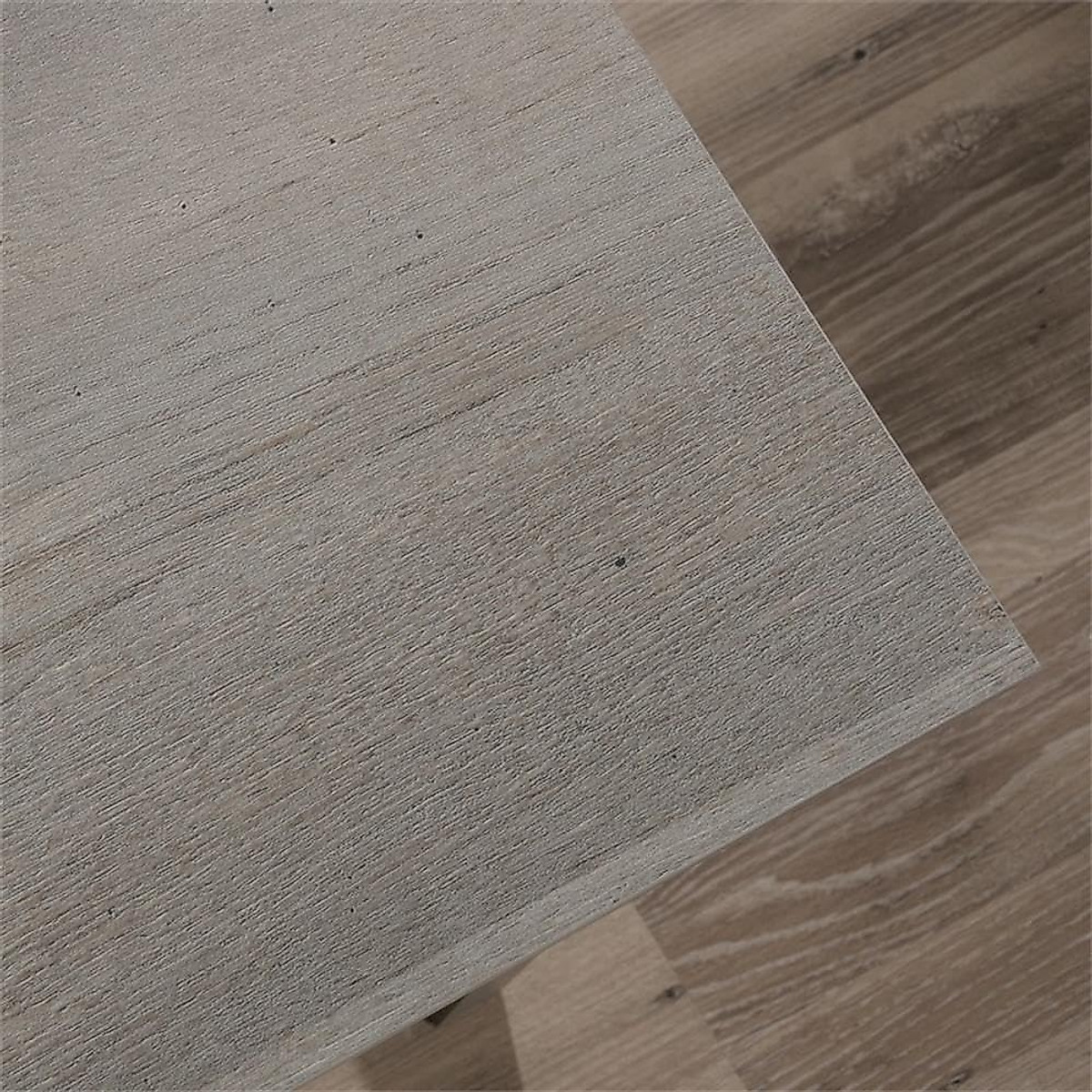 Pemberly Row Single Pedestal Desk in Engineered Wood-Mystic Oak Finish