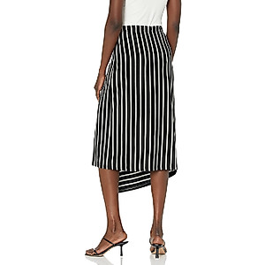 Kensie Women's Lightweight Viscose Spandex Mixi Skirt, Black Combo, M