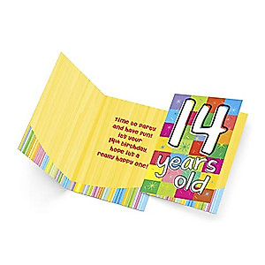 Happy 14th Birthday Card | Made in America | Eco-Friendly | Thick Card Stock with Premium Envelope 5in x 7.75in | Packaged in Protective Mailer | Prime Greetings