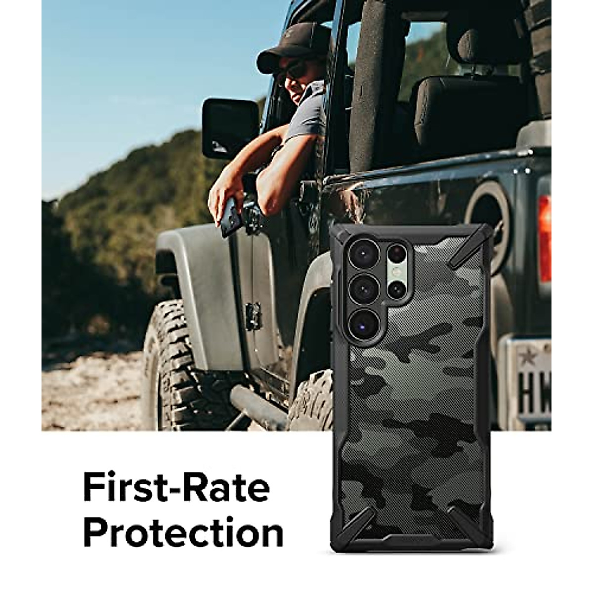 Ringke Fusion-X [Military Design] Compatible with Samsung Galaxy S23 Ultra 5G Case, Camouflage Hard Back Heavy Duty Shockproof Advanced Protective Bumper Cover - Camo Black