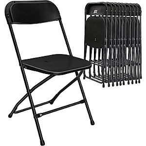 Imseigo 10 Pack Black Plastic Folding Chair, Indoor Outdoor Portable Stackable Commercial Seat with Steel Frame,350lb. Capacity for Events Office Wedding Party Picnic Kitchen Dining (10 Pack, Black)