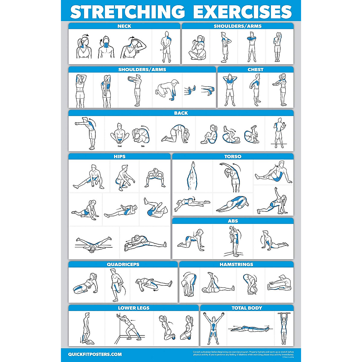 Palace Learning 3 Pack: Bodyweight Workouts + Stretching Exercises + Sliding Bench - Set of 3 Workout Charts