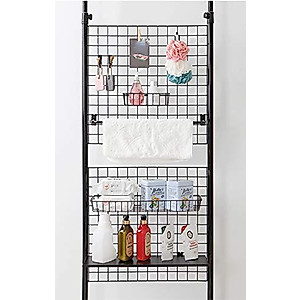 Casamaru Magic Partition Steel MESH Basket with Hook for Wire Wall Grid & Panel [Black,Medium]